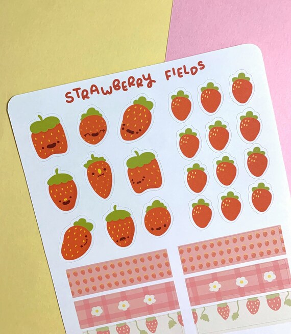 Cute Strawberry Sticker Sheet Bullet Journal Planner | Etsy