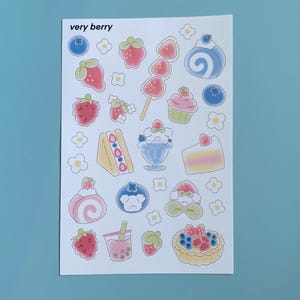 Strawberry & Blueberry Sticker Sheet - Etsy