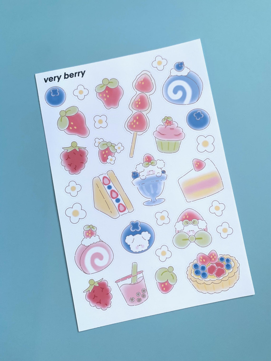 Strawberry & Blueberry Sticker Sheet - Etsy