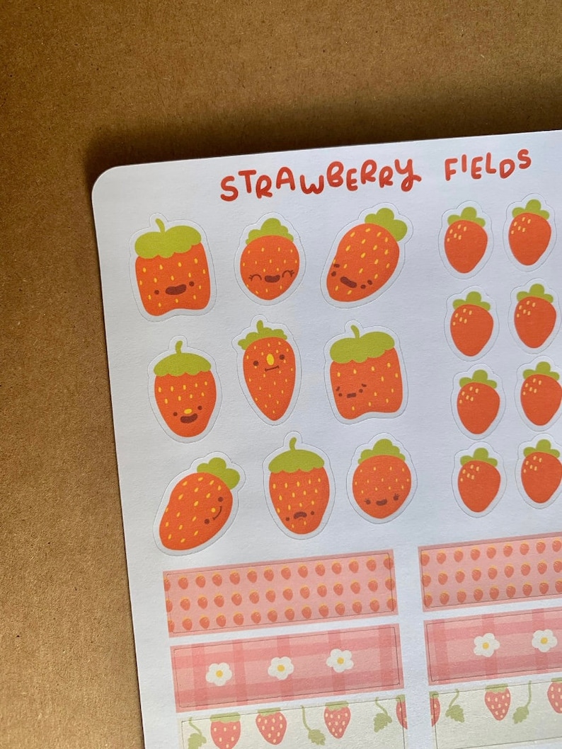 Cute Strawberry Sticker Sheet Bullet Journal, Planner, Notebook ...