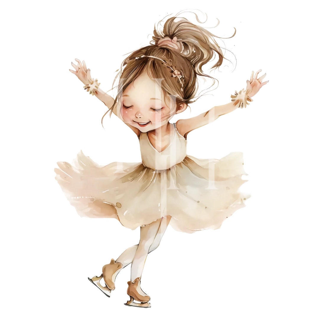 Little Girl Figure Skaters Clipart, Girl Ice Skaters, Ice Skating ...