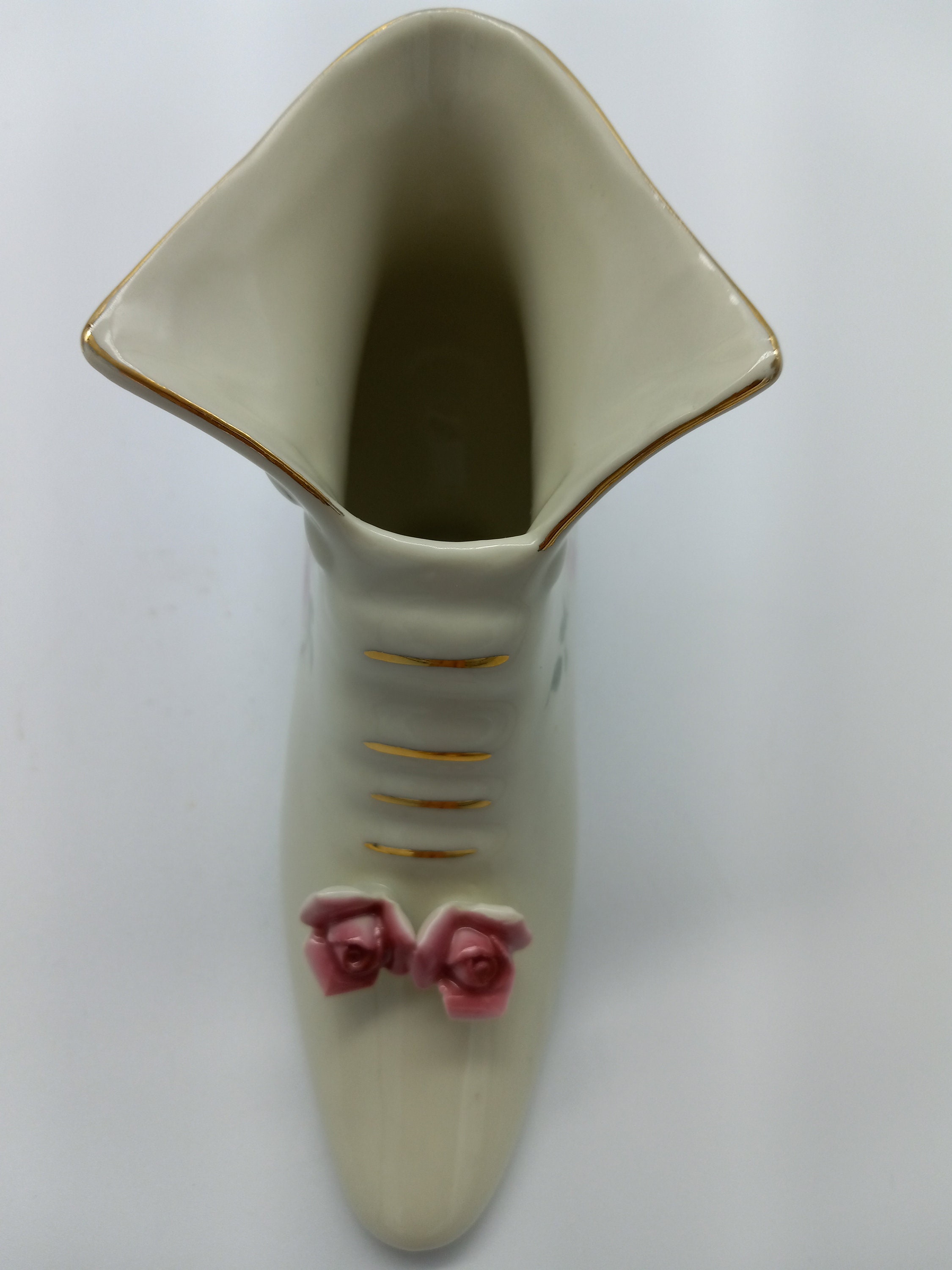 Antique 1950's Porcelain Boot Flower Planter With Pink - Etsy