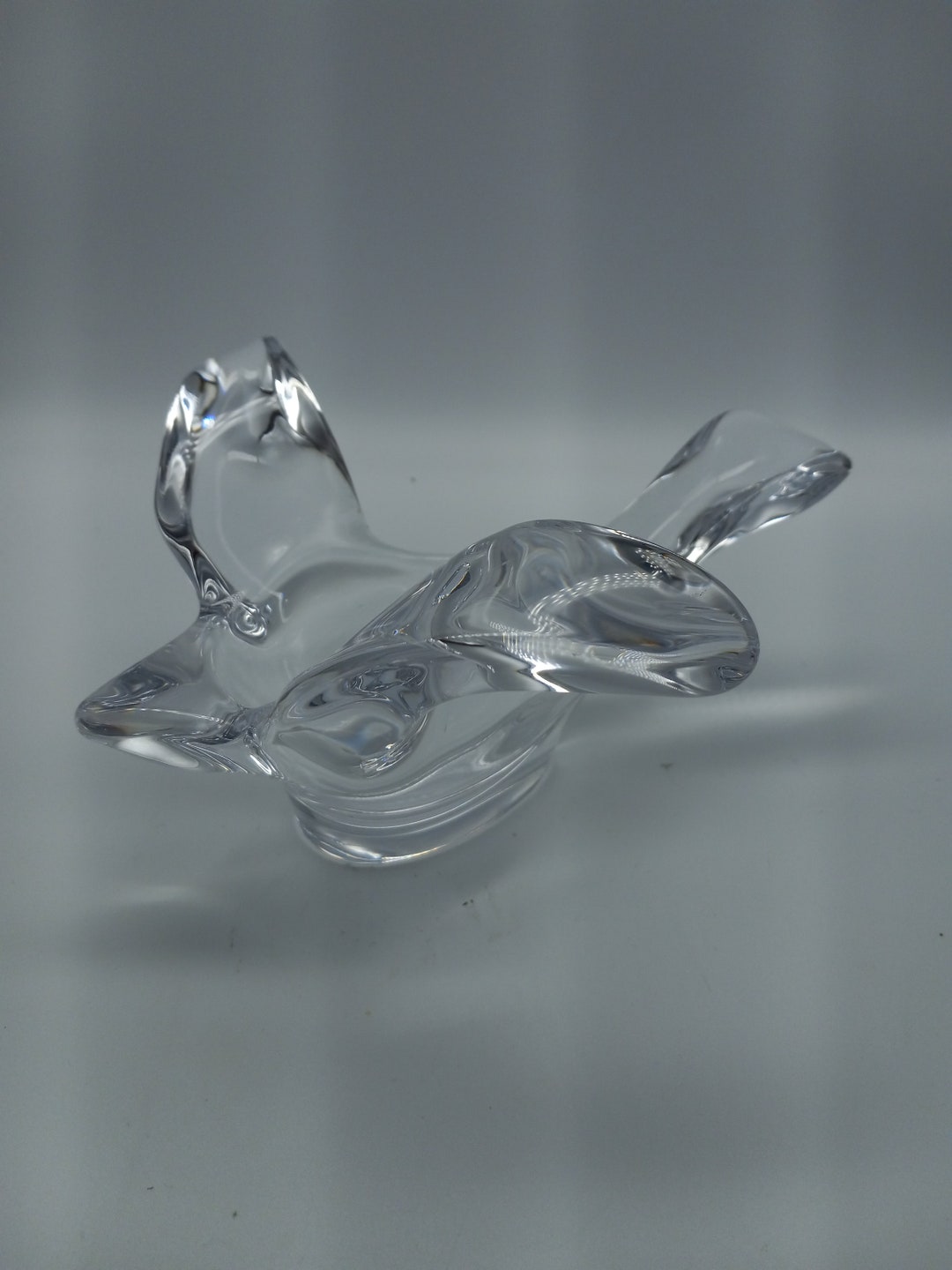Heavy Murano Style Clear Freeform Bird Vintage Bowl, Decorative Glass ...