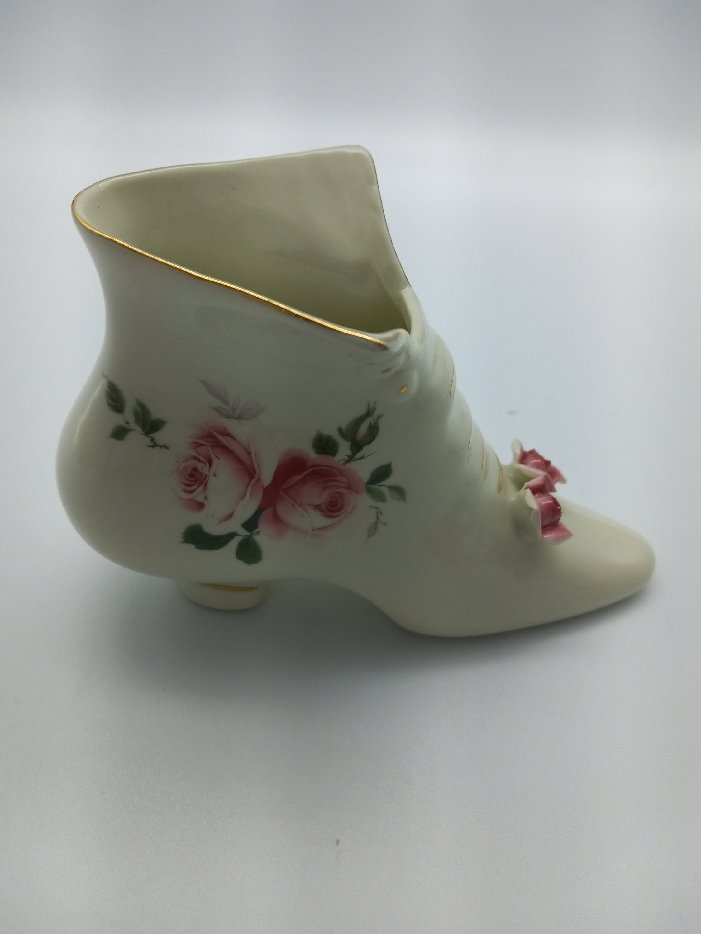 Antique 1950's Porcelain Boot Flower Planter With Pink - Etsy