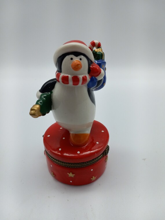 Vintage Penguin Themed Trinket Box Holiday Trinket Box - Etsy