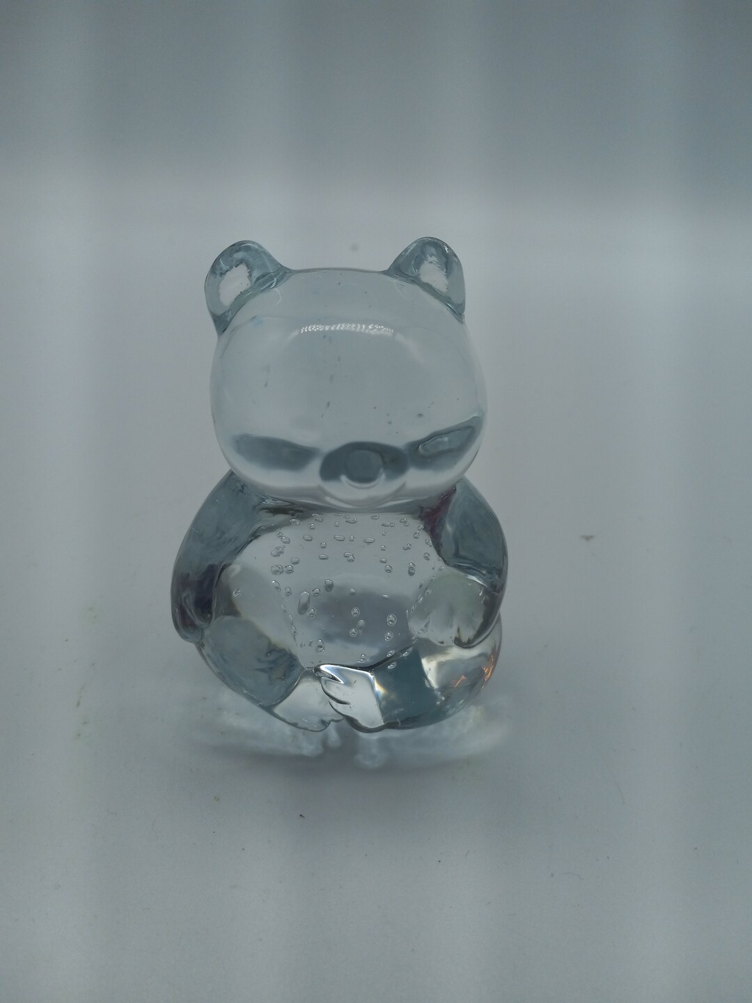 Vintage Hand Blown Murano Clear Glass Teddy Bear Paperweight Controlled ...