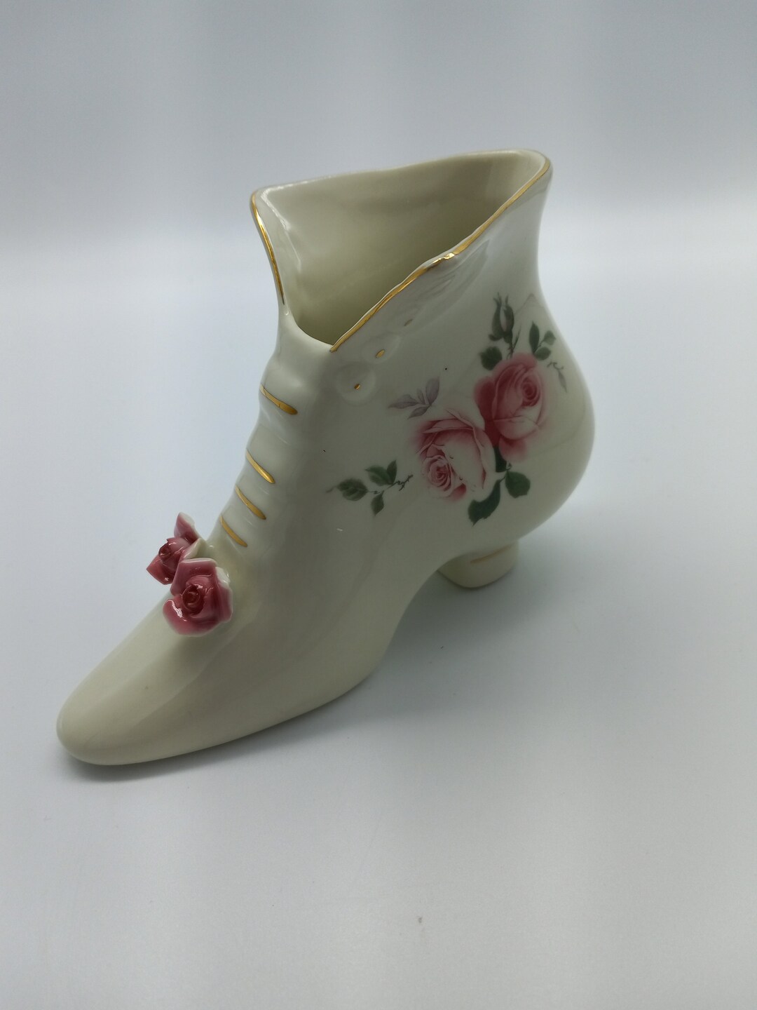 Antique 1950's Porcelain Boot Flower Planter With Pink - Etsy