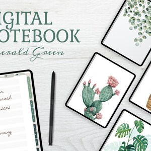 Digital Notebook Emerald Green Vertical Hyperlinked - Etsy