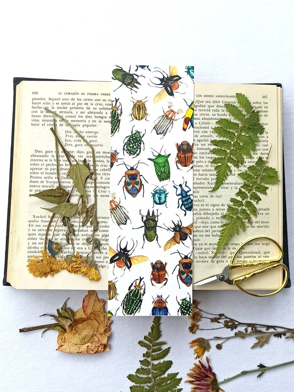 Bugs Bookmark, Insect Bookmarks, Beetles, Entomology Bookmarks, Gift ...
