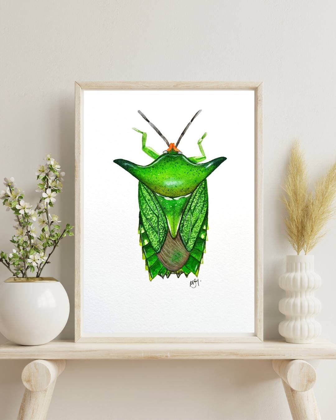 Green Beetle Art Print Bug Nursery Art Bold Insect - Etsy