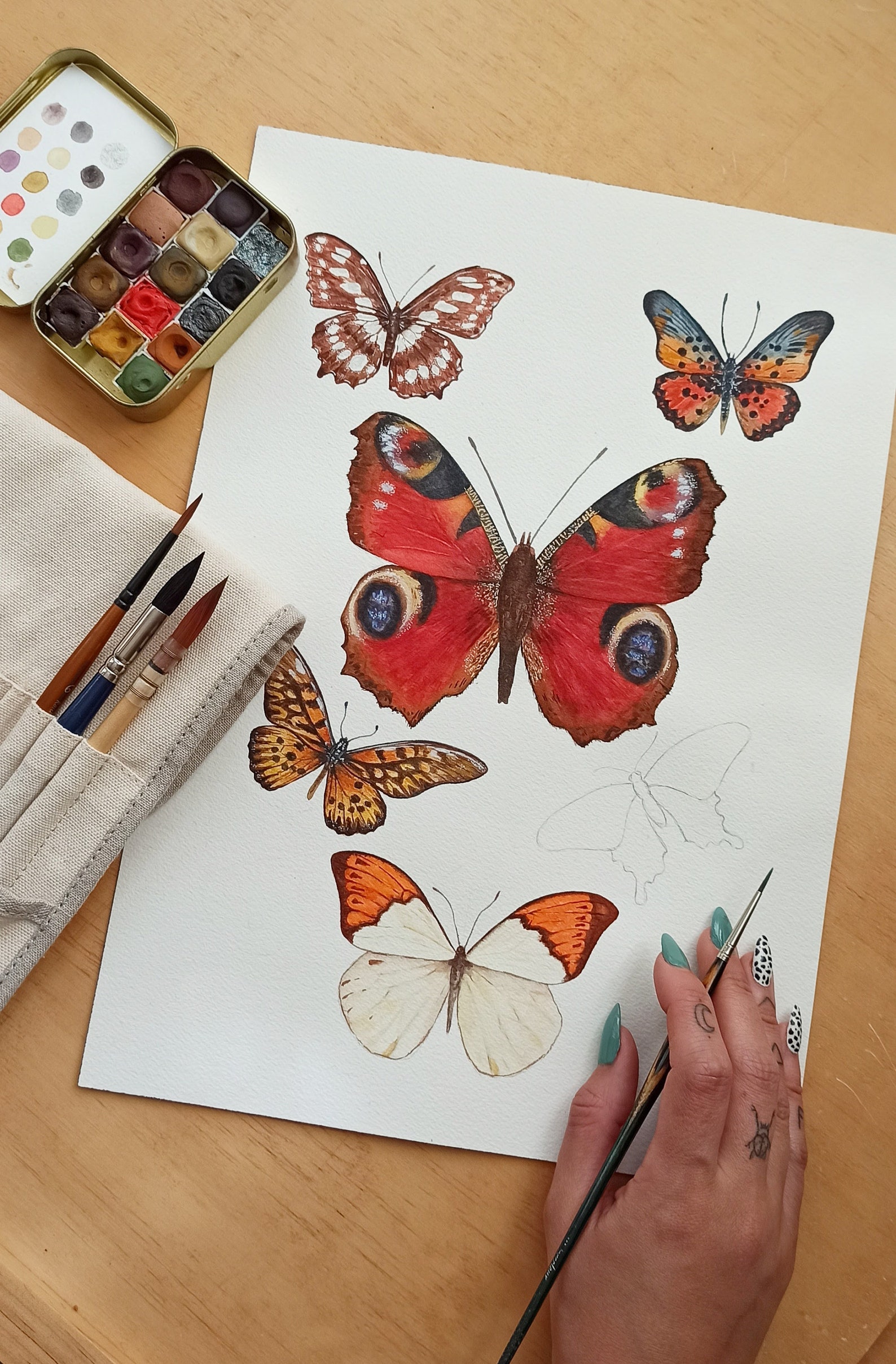 Butterflies Nature Art Print, Colorful Living Room Wall Decor, Gift for ...