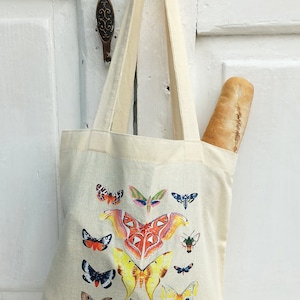Moth Botanical Tote Bag, Witchy Moth Tote, Market Tote Bag, Cottagecore ...