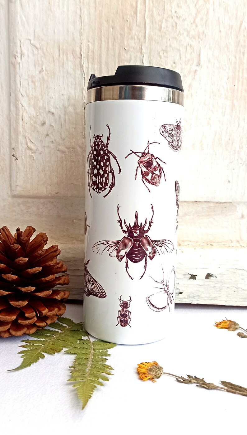 Insect Travel Mug, Stainless Steel Thermos, Entomologist Gift, Dark ...