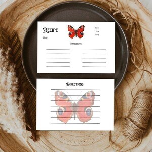 Butterfly Recipe Cards, Mother's Day Gift, Bridal Shower Recipe Cards ...
