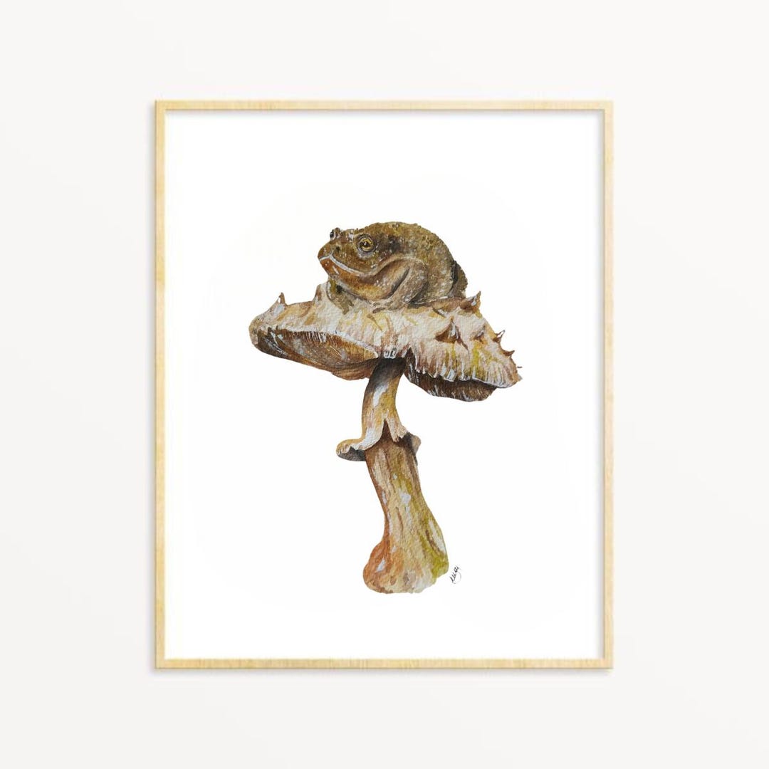 Toad on Mushroom Watercolor Print, Nursery Wall Art, Woodland Animals ...