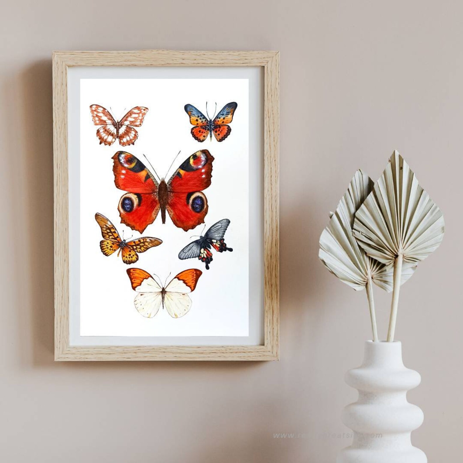 Butterflies Nature Art Print, Colorful Living Room Wall Decor, Gift for ...