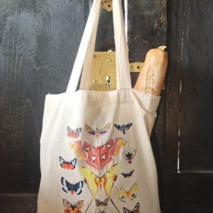 Moth Botanical Tote Bag, Witchy Moth Tote, Market Tote Bag, Cottagecore ...