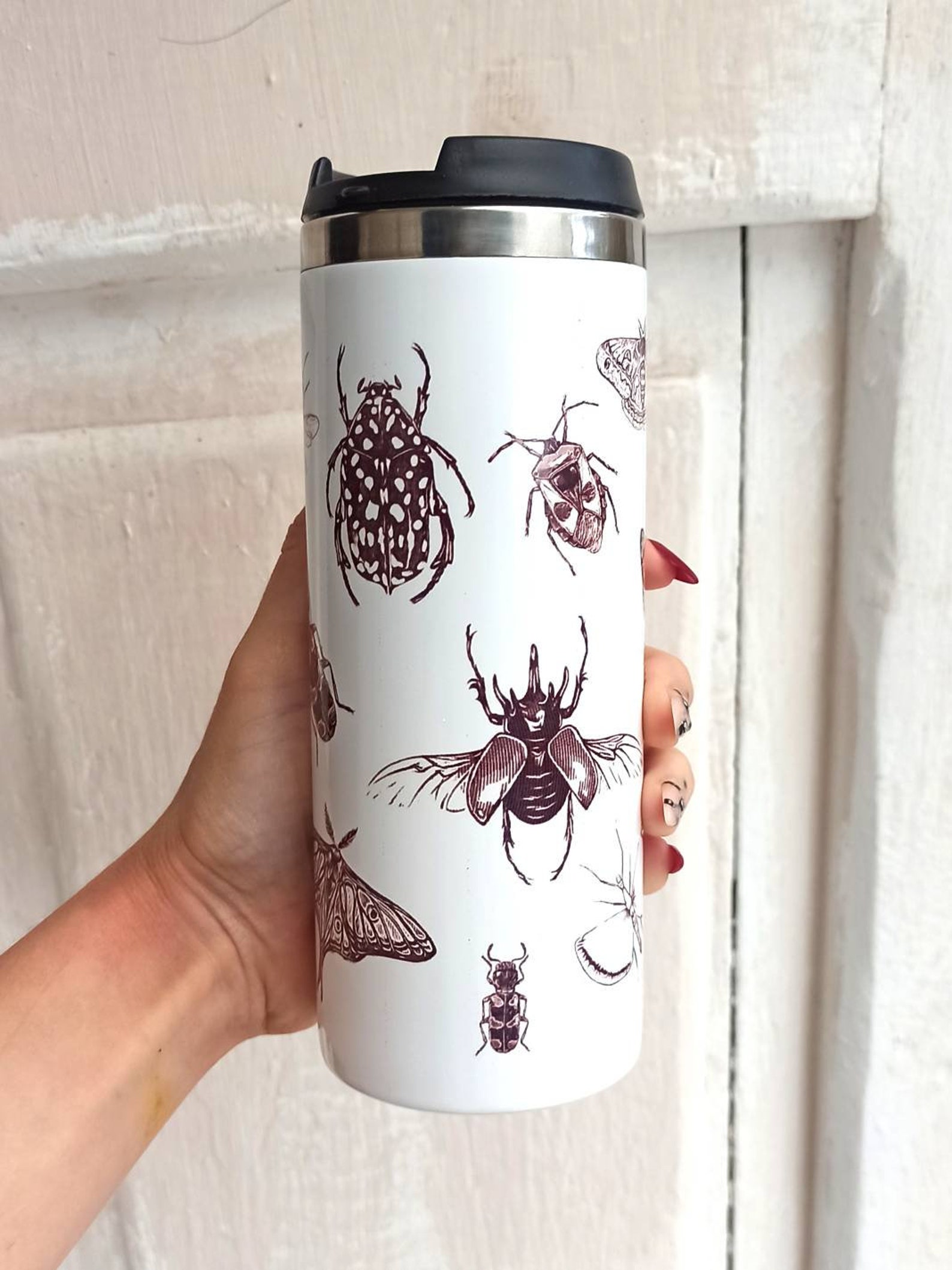 Insect Travel Mug, Stainless Steel Thermos, Entomologist Gift, Dark ...