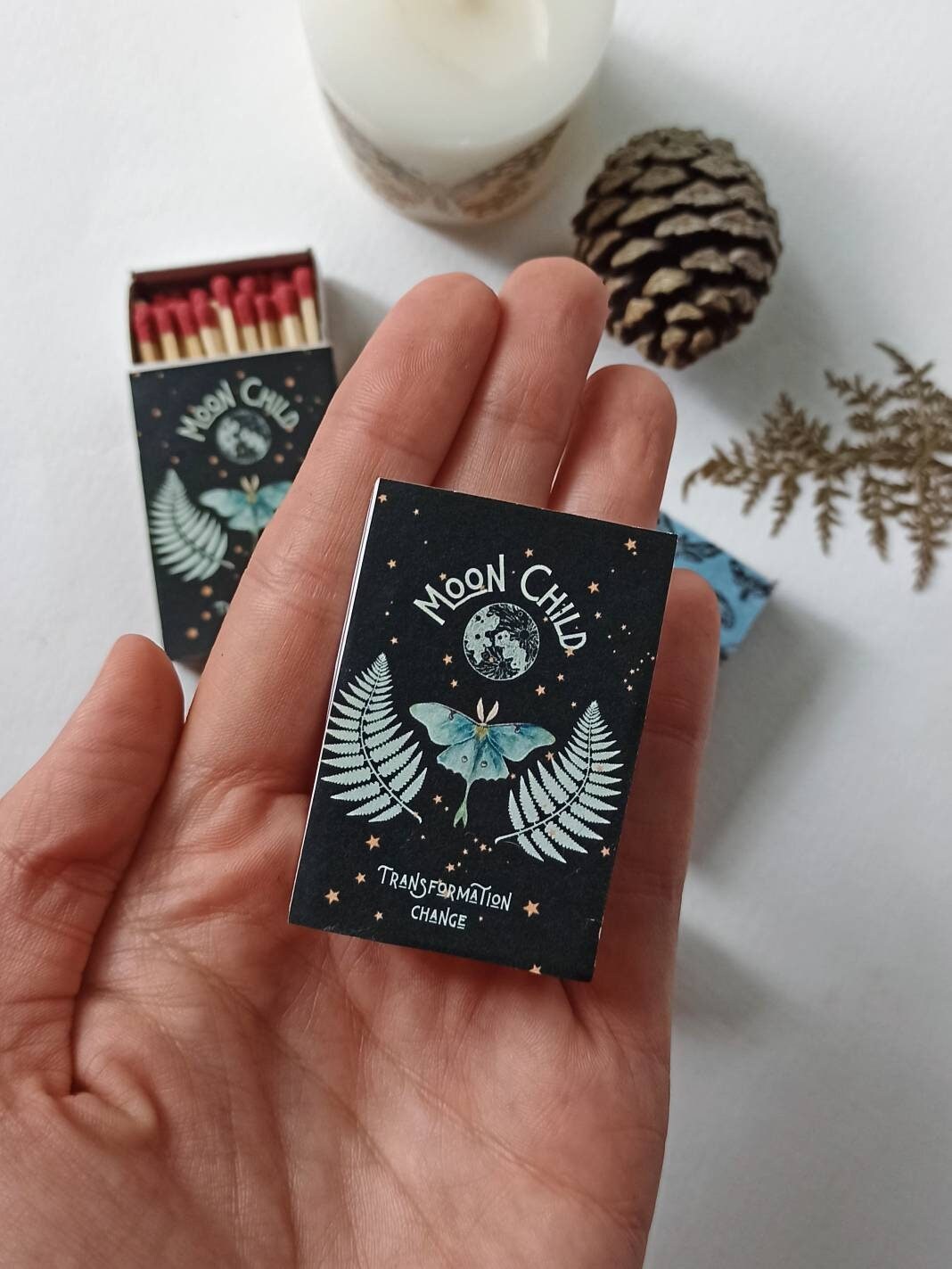Matchbox With Moths, Witchy Gift, Matches for Rituals, Witch Girl, Moth Totem Gift, Long Candle ...