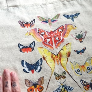 Moth Botanical Tote Bag, Witchy Moth Tote, Market Tote Bag, Cottagecore ...
