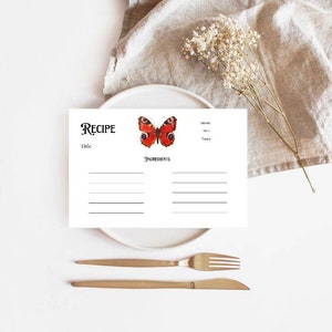 Butterfly Recipe Cards, Mother's Day Gift, Bridal Shower Recipe Cards ...
