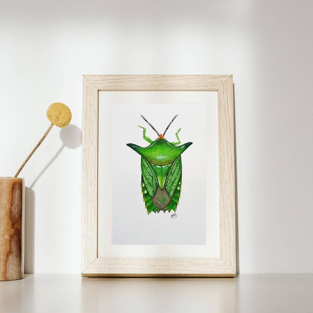 Green Beetle Art Print Bug Nursery Art Bold Insect - Etsy