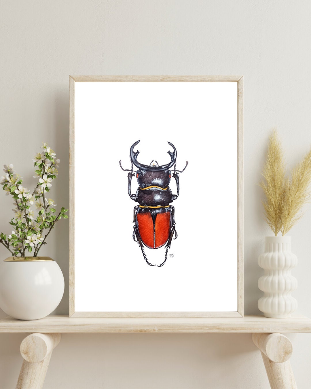 Stag Beetle Watercolor Print, Insect Wall Art, Entomology Gift, Insect ...