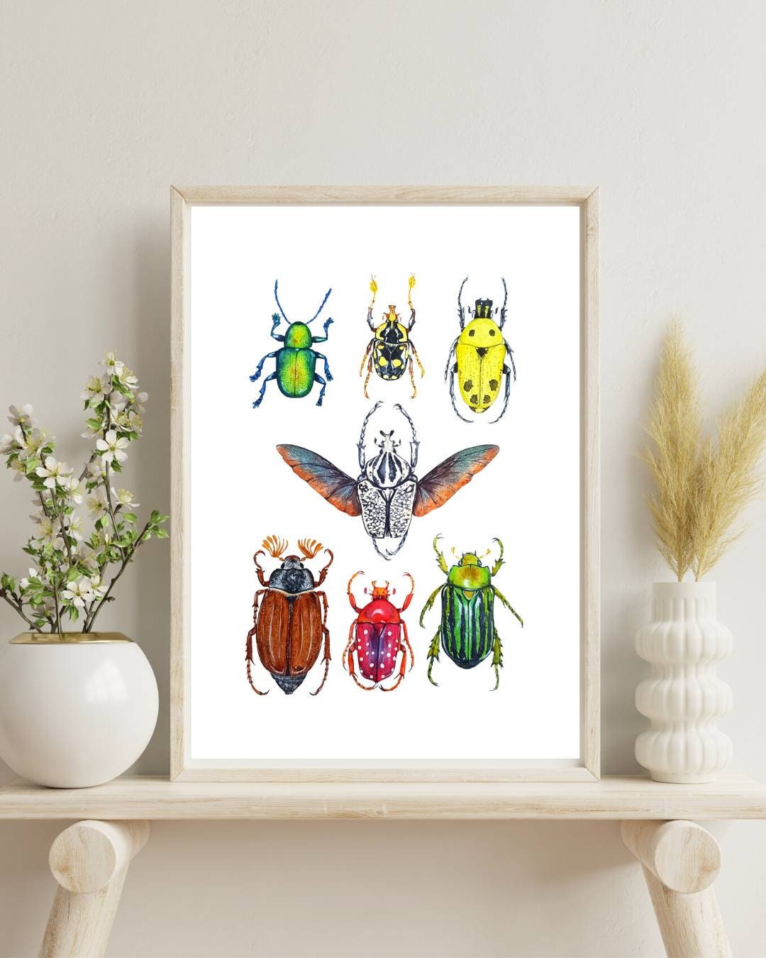 Colorful Insect Wall Art, Neutral Nursery Bugs Illustration Print ...