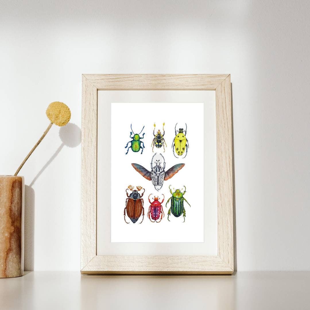 Colorful Insect Wall Art, Neutral Nursery Bugs Illustration Print ...