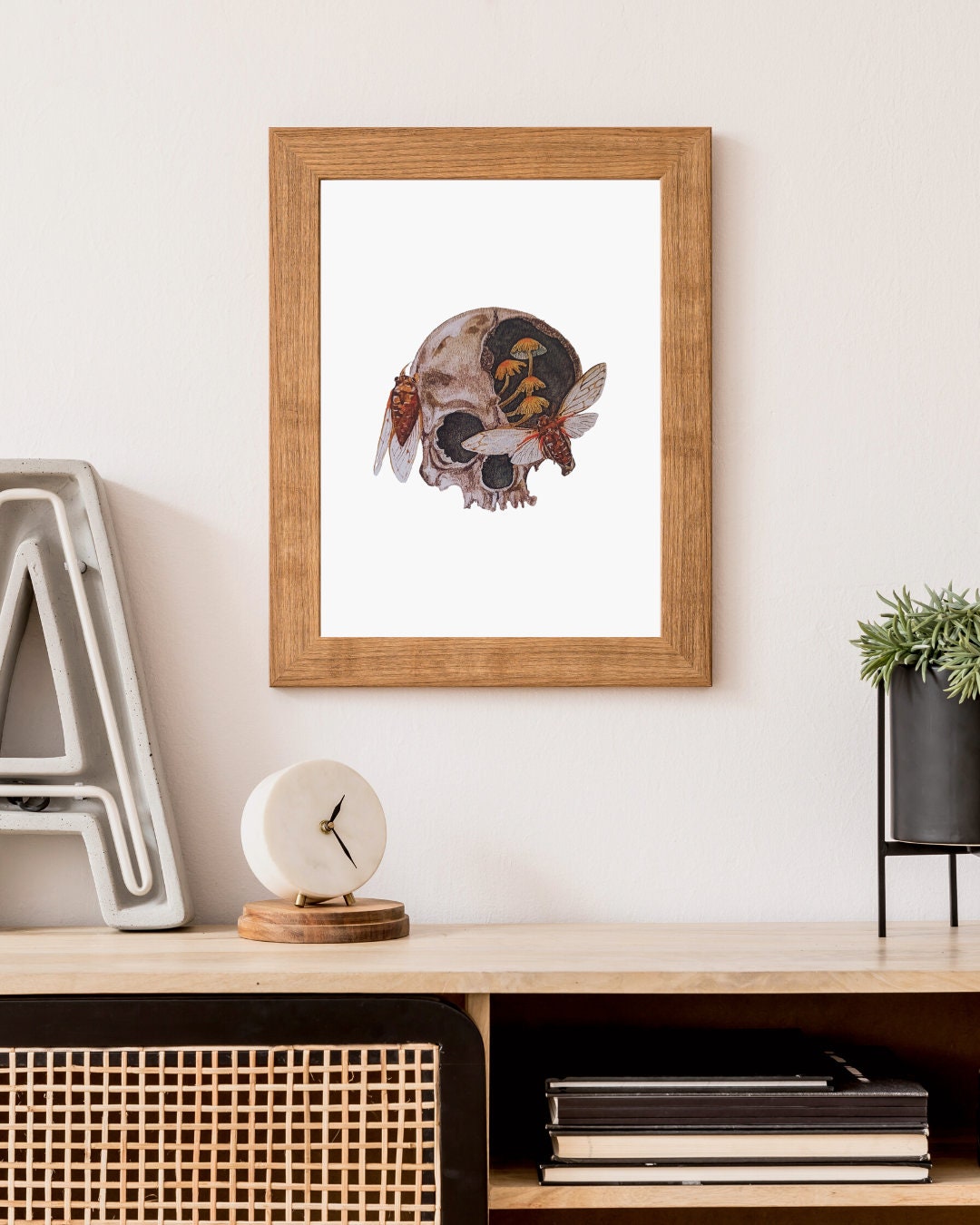 Cicada Skull Art Print Witchy Mushroom Insects Wall Decor - Etsy