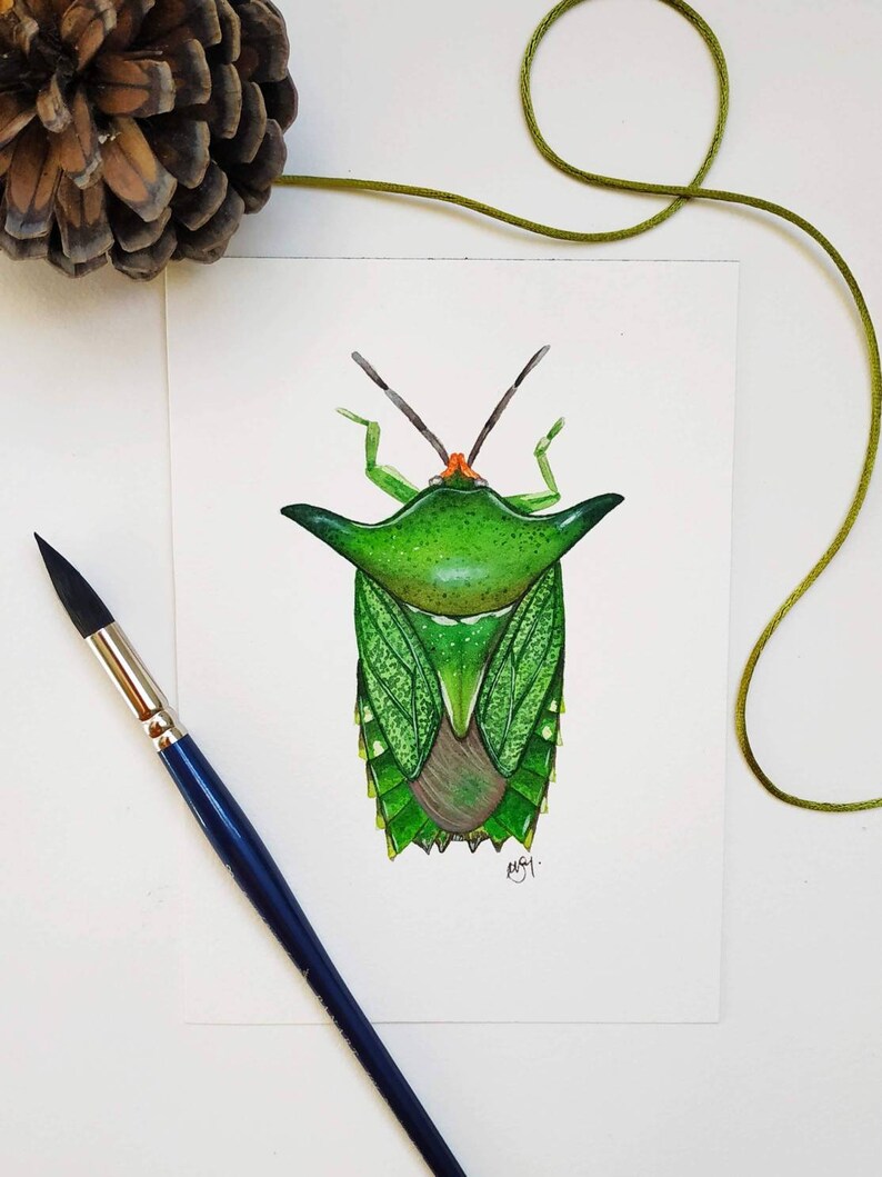 Green Beetle Art Print Bug Nursery Art Bold Insect - Etsy