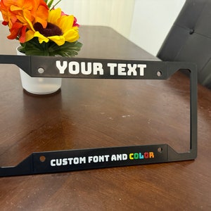 Custom 3d Printed License Plate Frame (text, Color, Font, and Logo) - Etsy