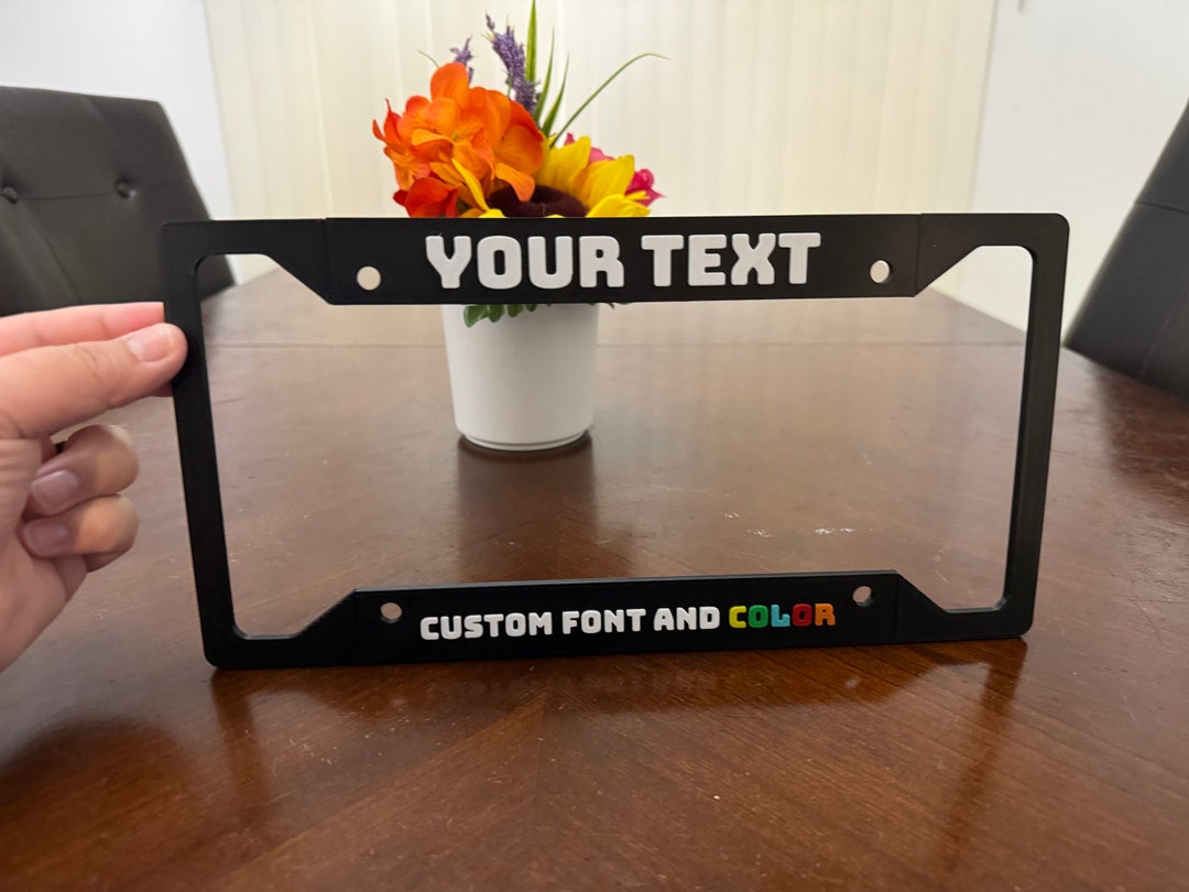 Custom 3d Printed License Plate Frame (text, Color, Font, and Logo) - Etsy