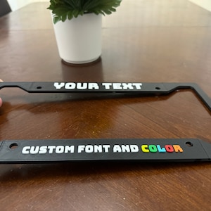 Custom 3d Printed License Plate Frame (text, Color, Font, and Logo) - Etsy