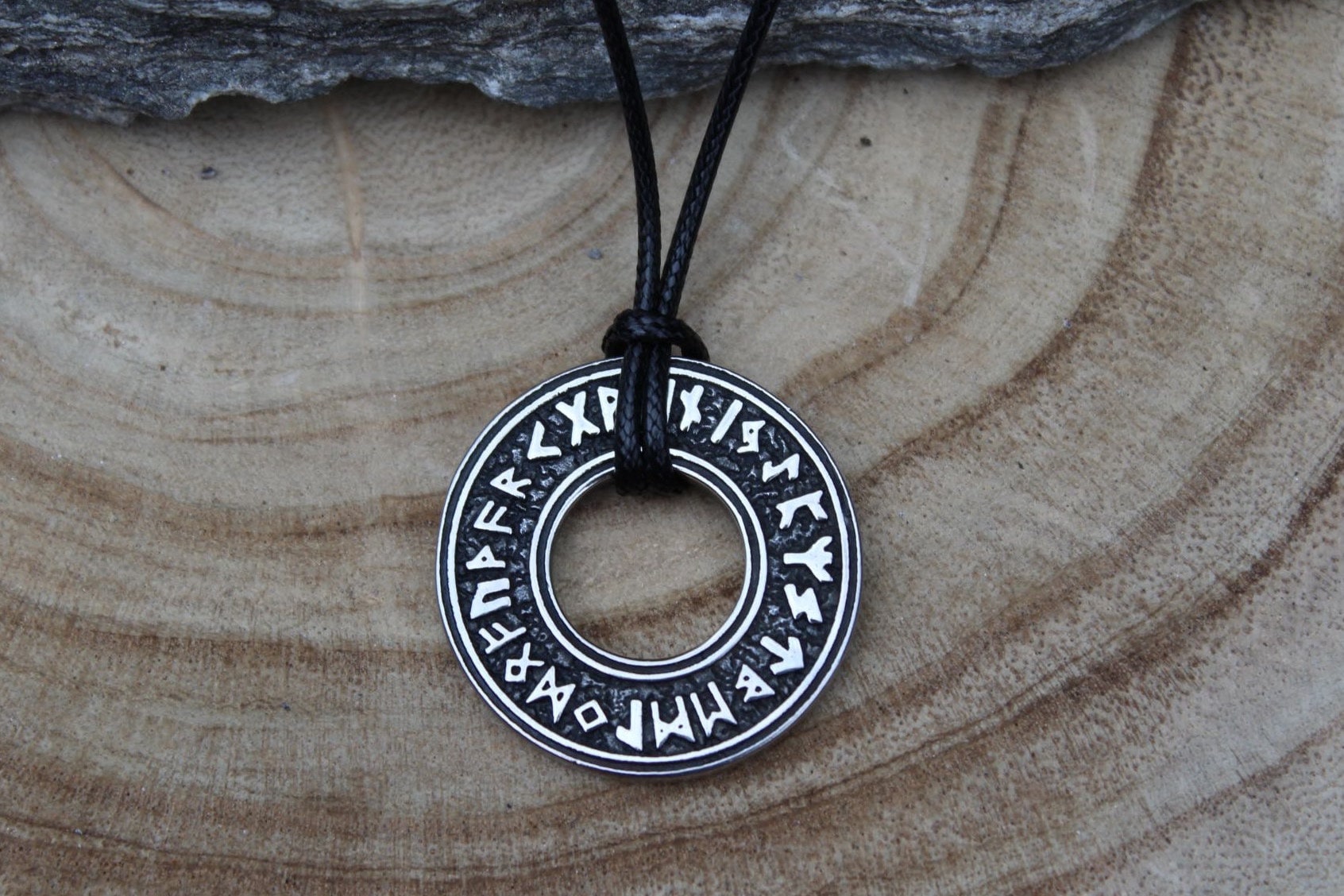 Elder Futhark Runes Wheel Norse Viking Pagan Amulet Necklace by ...
