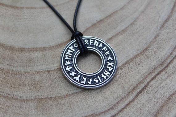 Elder Futhark Runes Wheel Norse Viking Pagan Amulet Necklace - Etsy