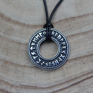 Elder Futhark Runes Wheel Norse Viking Pagan Amulet Necklace by ...