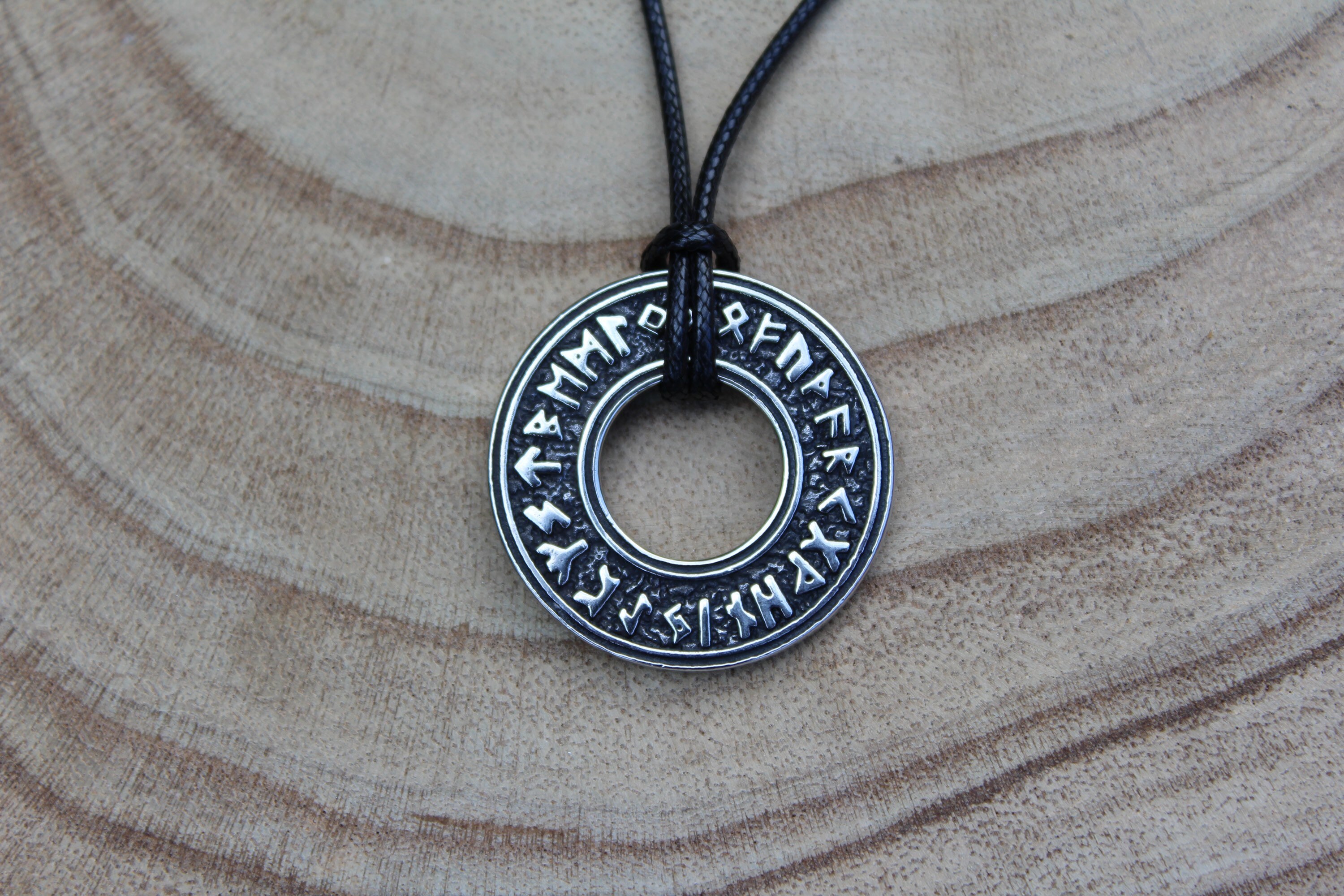 Elder Futhark Runes Wheel Norse Viking Pagan Amulet Necklace by ...