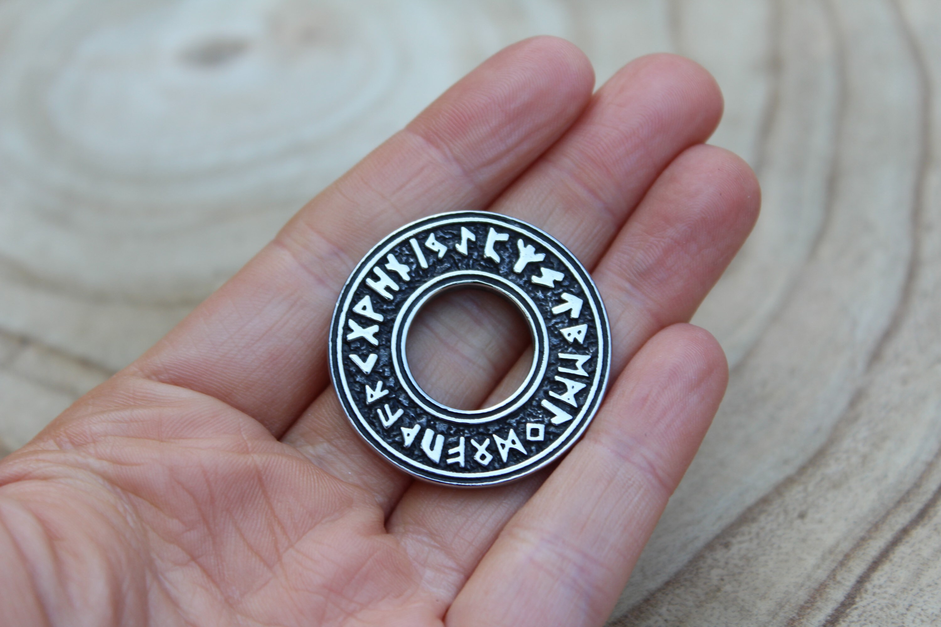 Elder Futhark Runes Wheel Norse Viking Pagan Amulet Necklace by ...