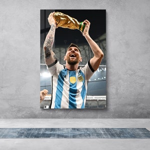 Lionel Messi Tempered Glass Wall Art, World Cup Glass Wall Decor ...