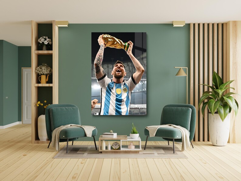 Lionel Messi World Cup Tempered Glass Wall Art: Ready to Hang- - Etsy