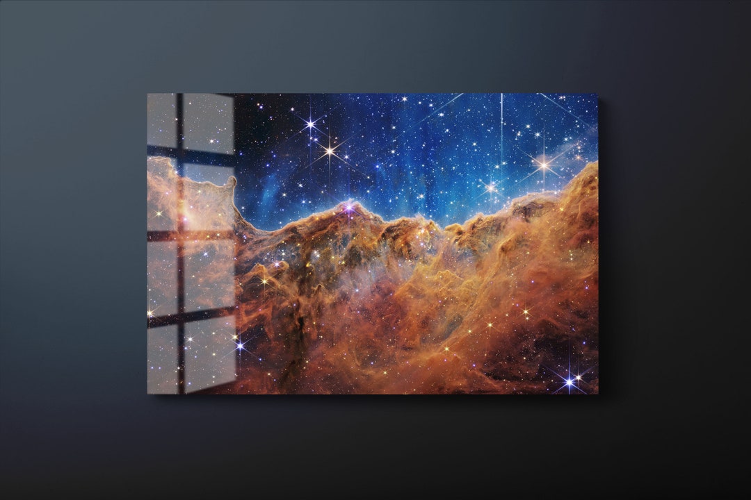 Cosmic Cliffs JWST Firs Deep Field Tempered Glass Wall Art, Carina ...