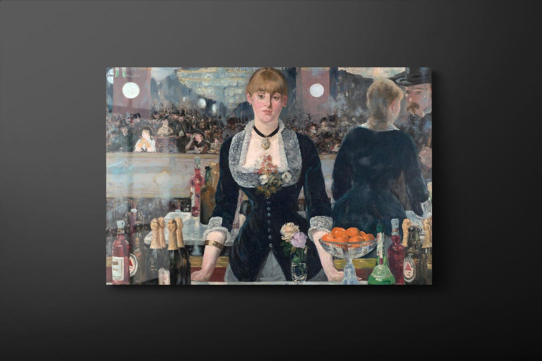A Bar at the Folies-bergère Tempered Glass Art, Impressionist Scene by ...