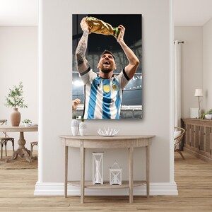 Lionel Messi Tempered Glass Wall Art, World Cup Glass Wall Decor ...