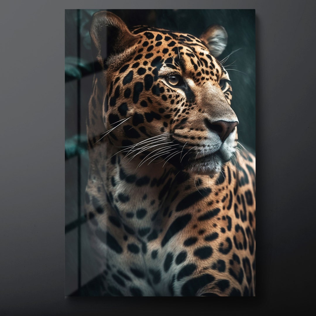 Leopard in Jungle Tempered Glass Wall Art, Lion Leopard Tiger Animal ...