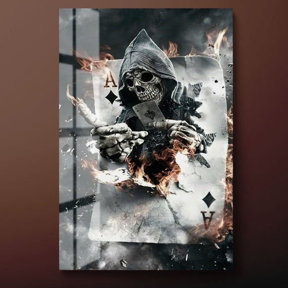 Grim Reaper Holding Playing Cards