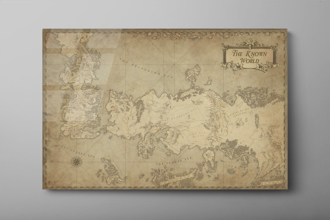 Game of Thrones Map Tempered Glass Wall Art Game of Thrones - Etsy