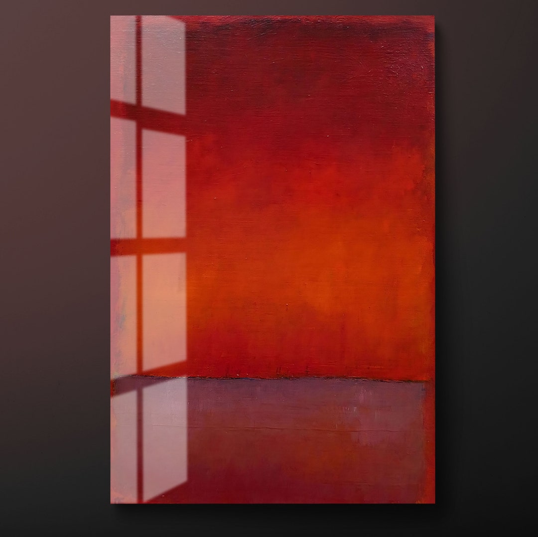 Red Mark Rothko Tempered Glass Wall Art, Red Abstract Glass Wall Decor ...
