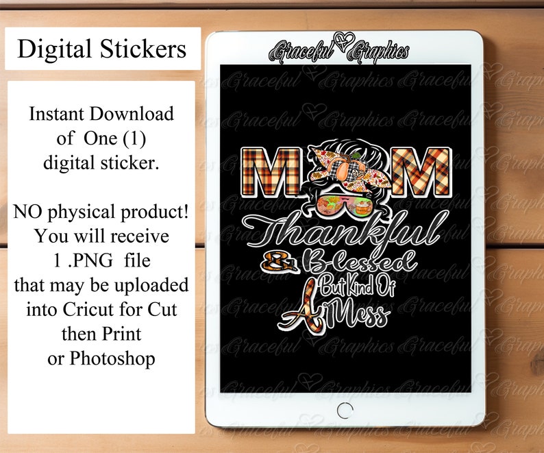 Thankful Blessed Mom Digital Sticker Set of 1 / Mom Digital - Etsy