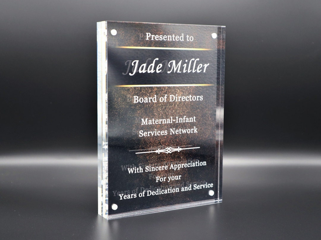 Personalized Crystal Award Acrylic Plaque, Recognition Award, Corporate ...